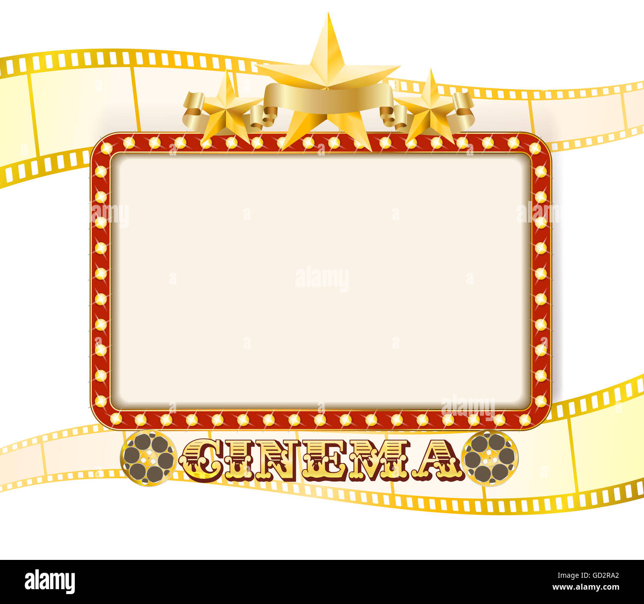 Retro cinema sign banner with lights hi-res stock photography and ...