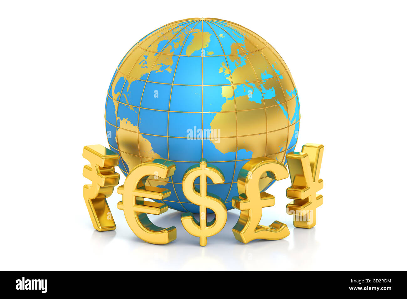 money concept, global currencies. 3D rendering isolated on white ...