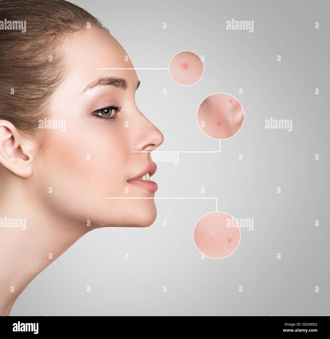 Female face with zoom circles Stock Photo - Alamy