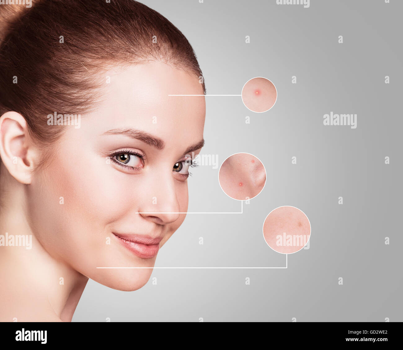 Female face with zoom circles Stock Photo - Alamy