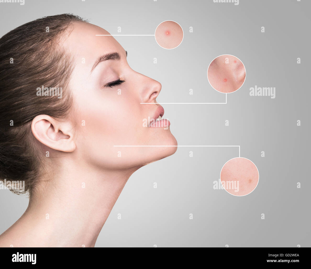 Female face with zoom circles Stock Photo - Alamy