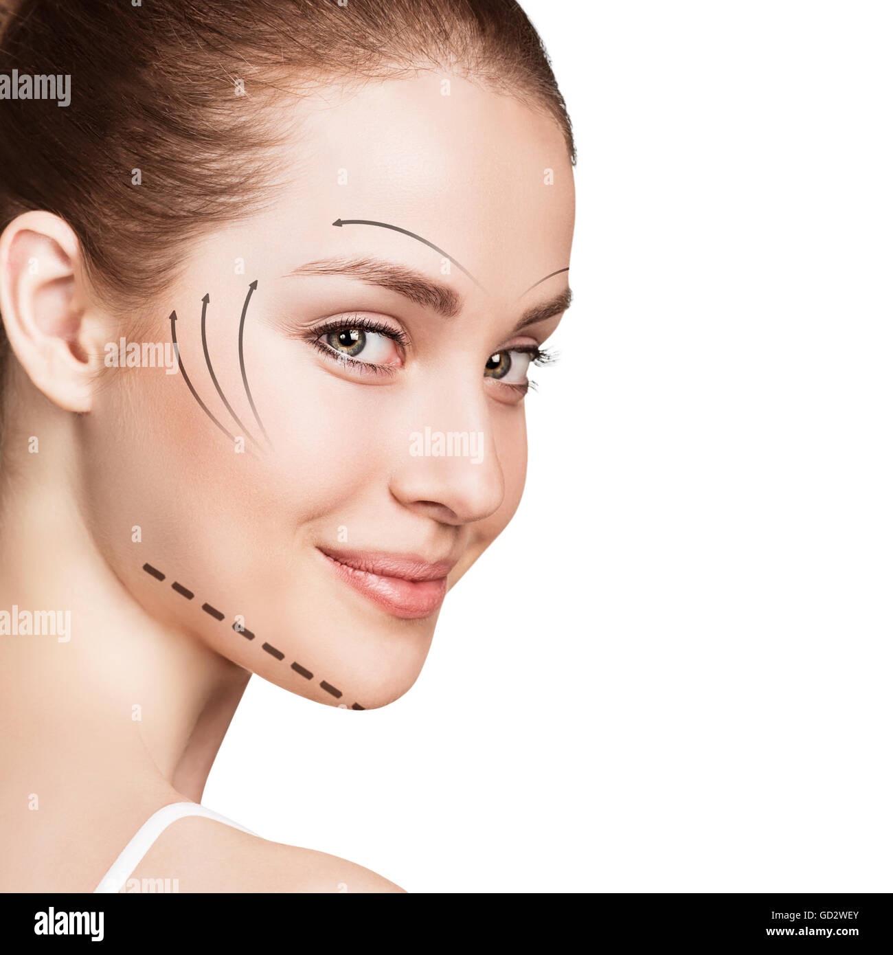 Young female with lifting arrows Stock Photo - Alamy
