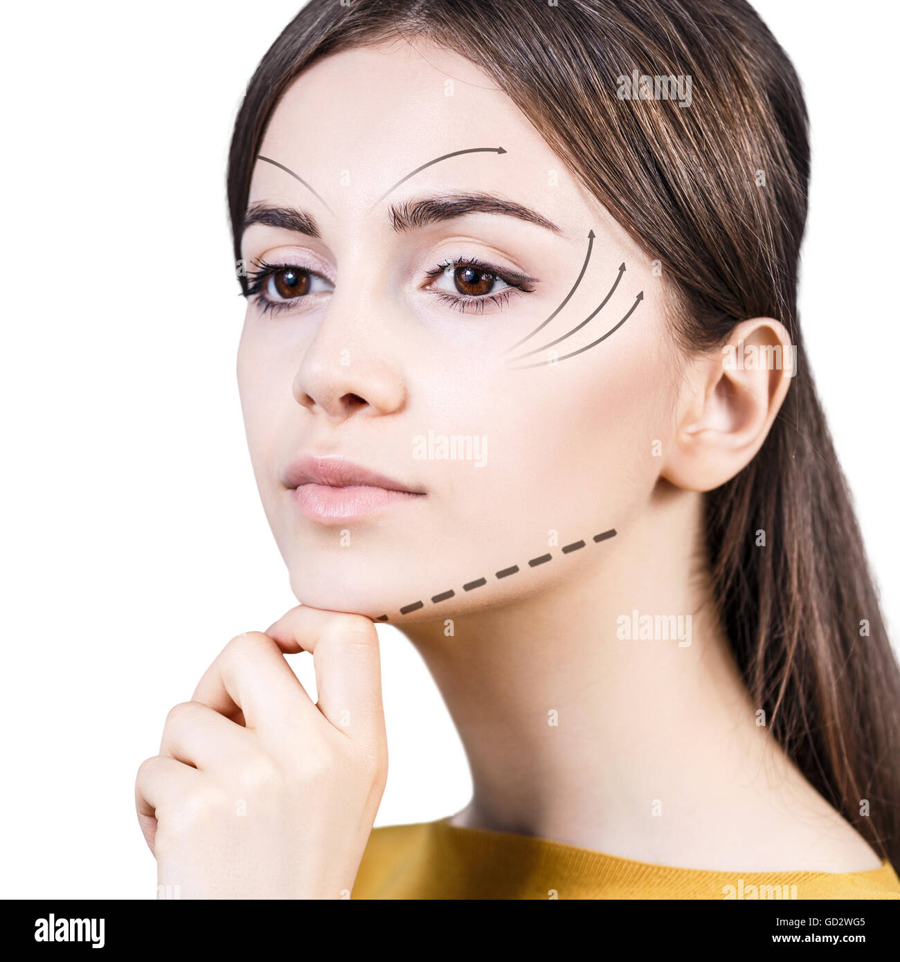 Young female lifting arrows hi-res stock photography and images - Alamy