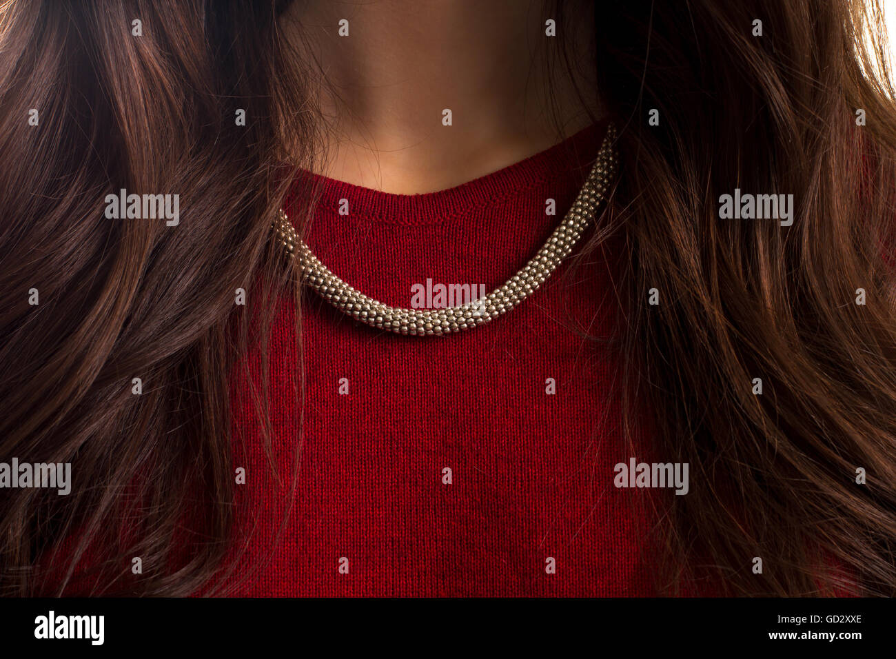 Accessory on lady's neck Stock Photo - Alamy
