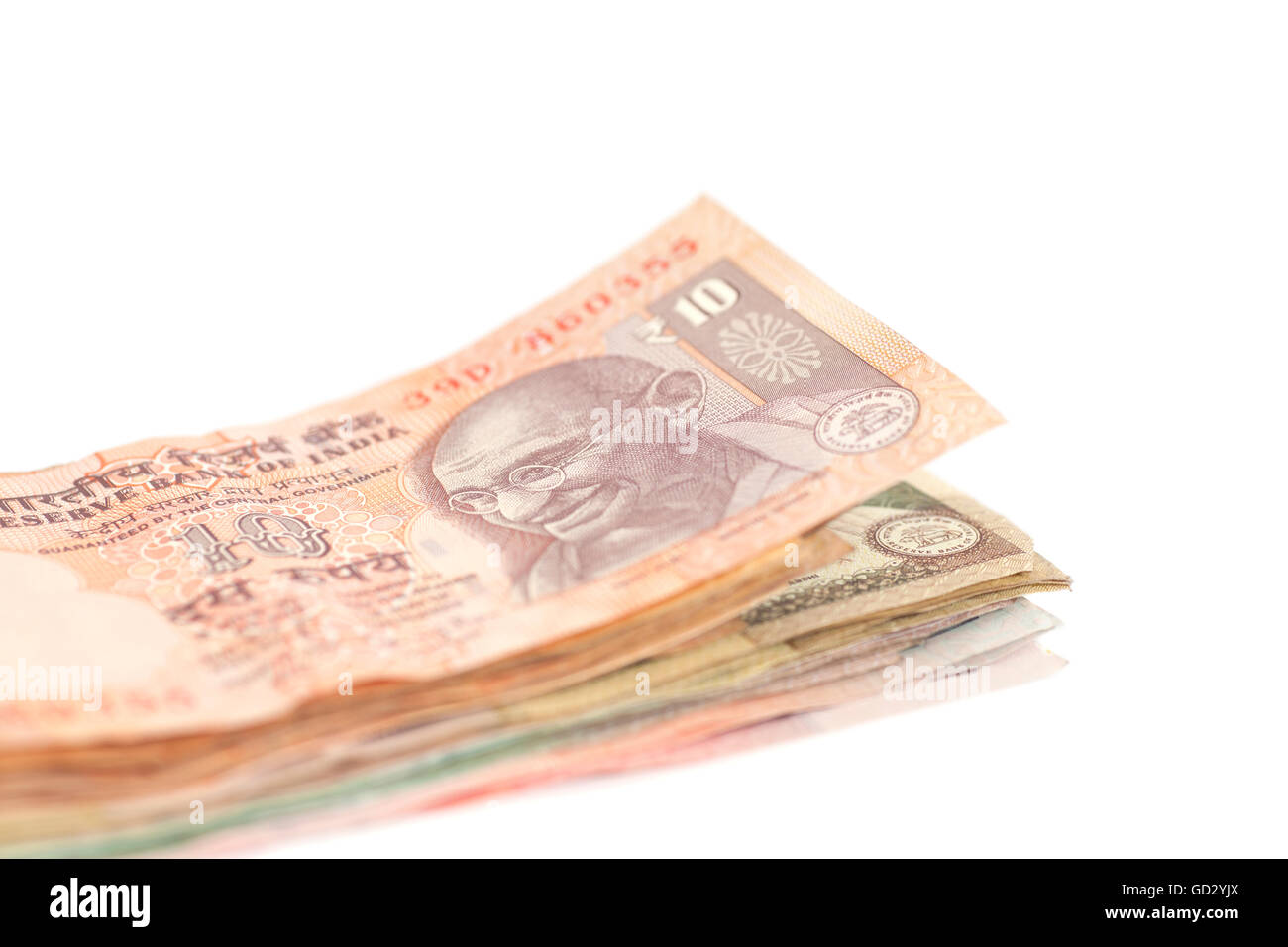 Indian Currency Rupee bank notes on white background Stock Photo - Alamy