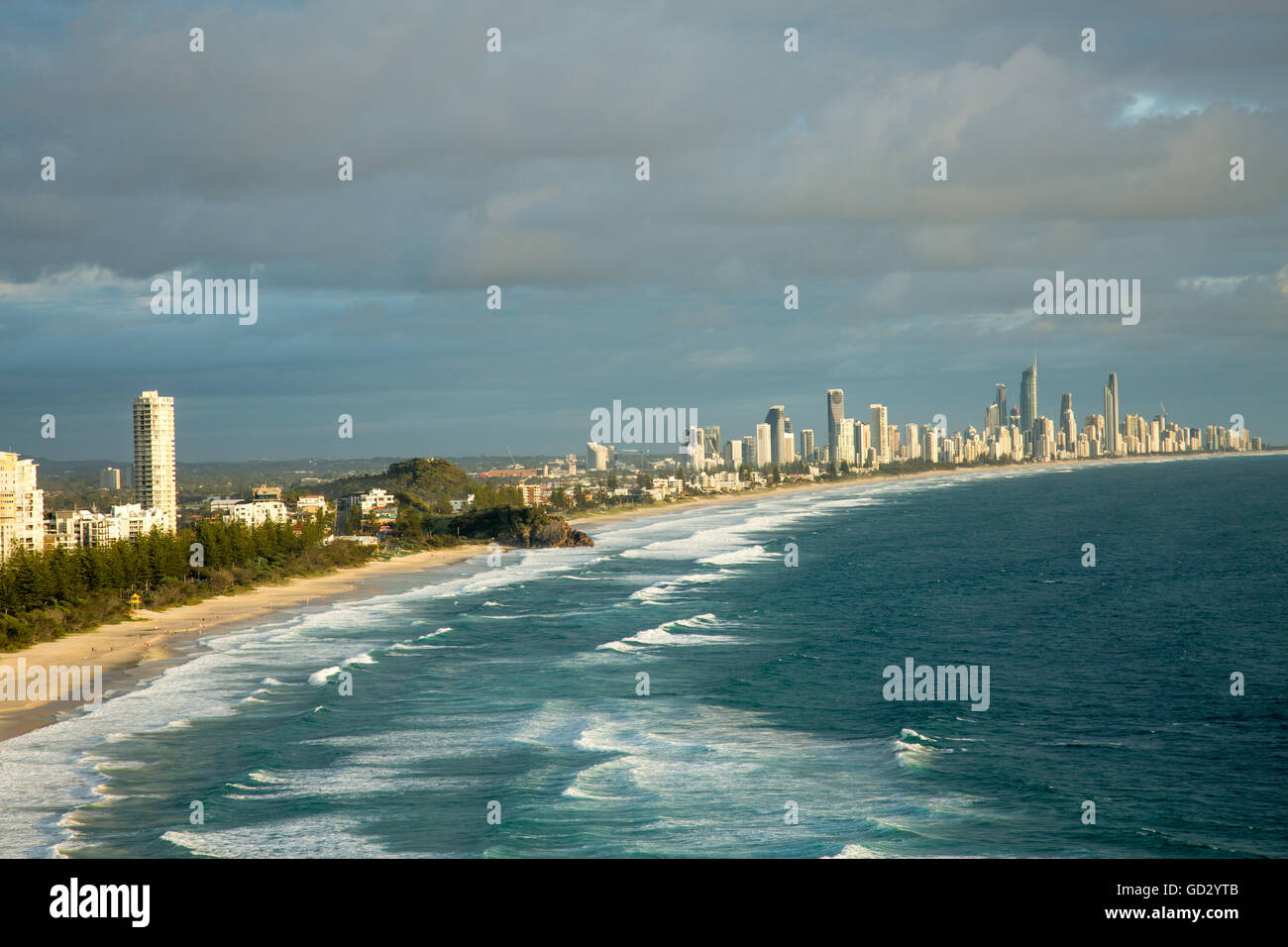 view of Gold Coast and surfers paradise in Queensland, popular holiday ...