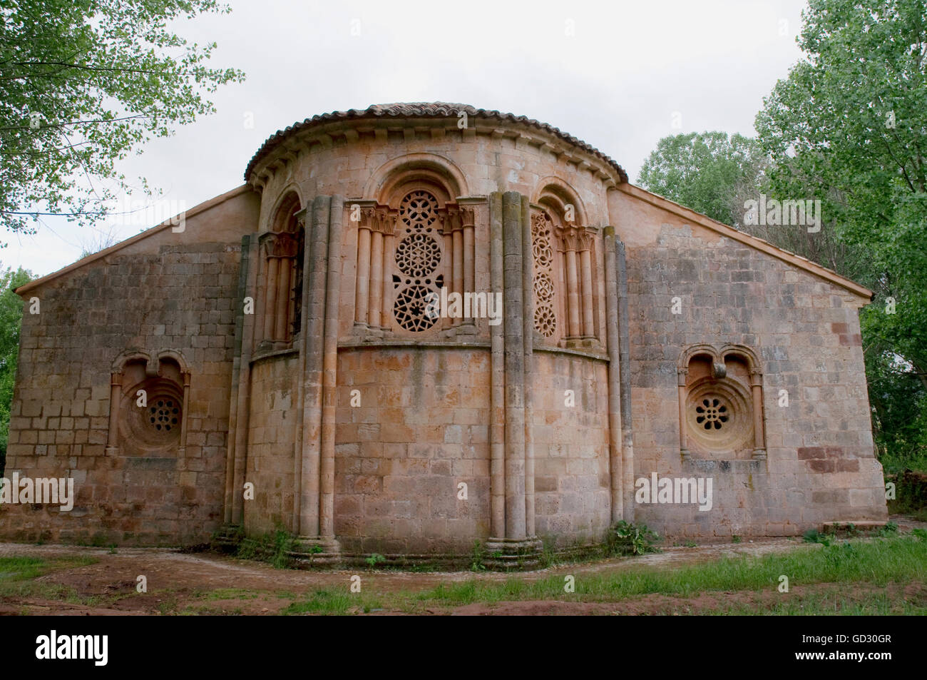 Romanesque apse of Santa Coloma church. Albendiego, Guadalajara ...