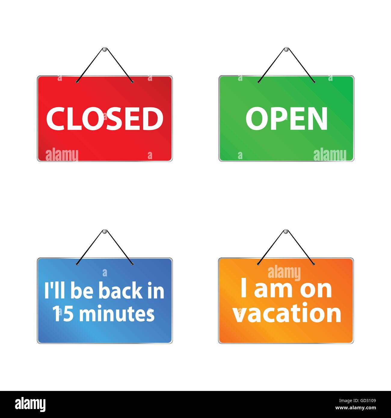 open and closed signs vector illustration art with two more sign Stock ...
