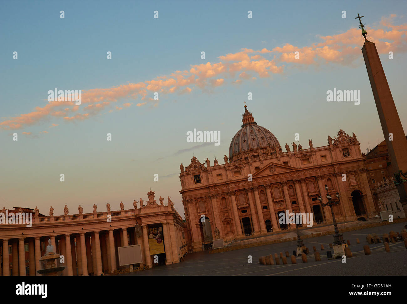 St Peter"s Basilica, square and the Vatican Obelisk at dawn Rome Lazio ...