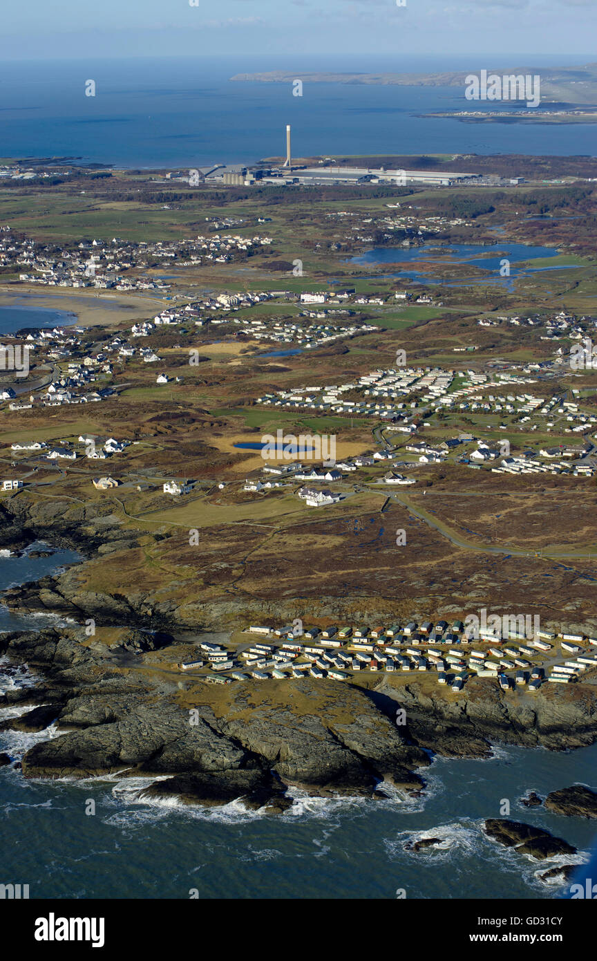 Aerial view of Ravens Point, Trearddur Bay, Holyhead, Anglesey Stock ...