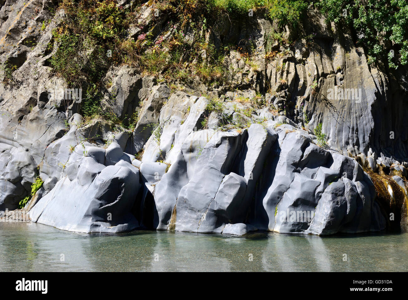 Basalt rock formation in Alcantara Gorge (Gole Alcantara), Sicily ...