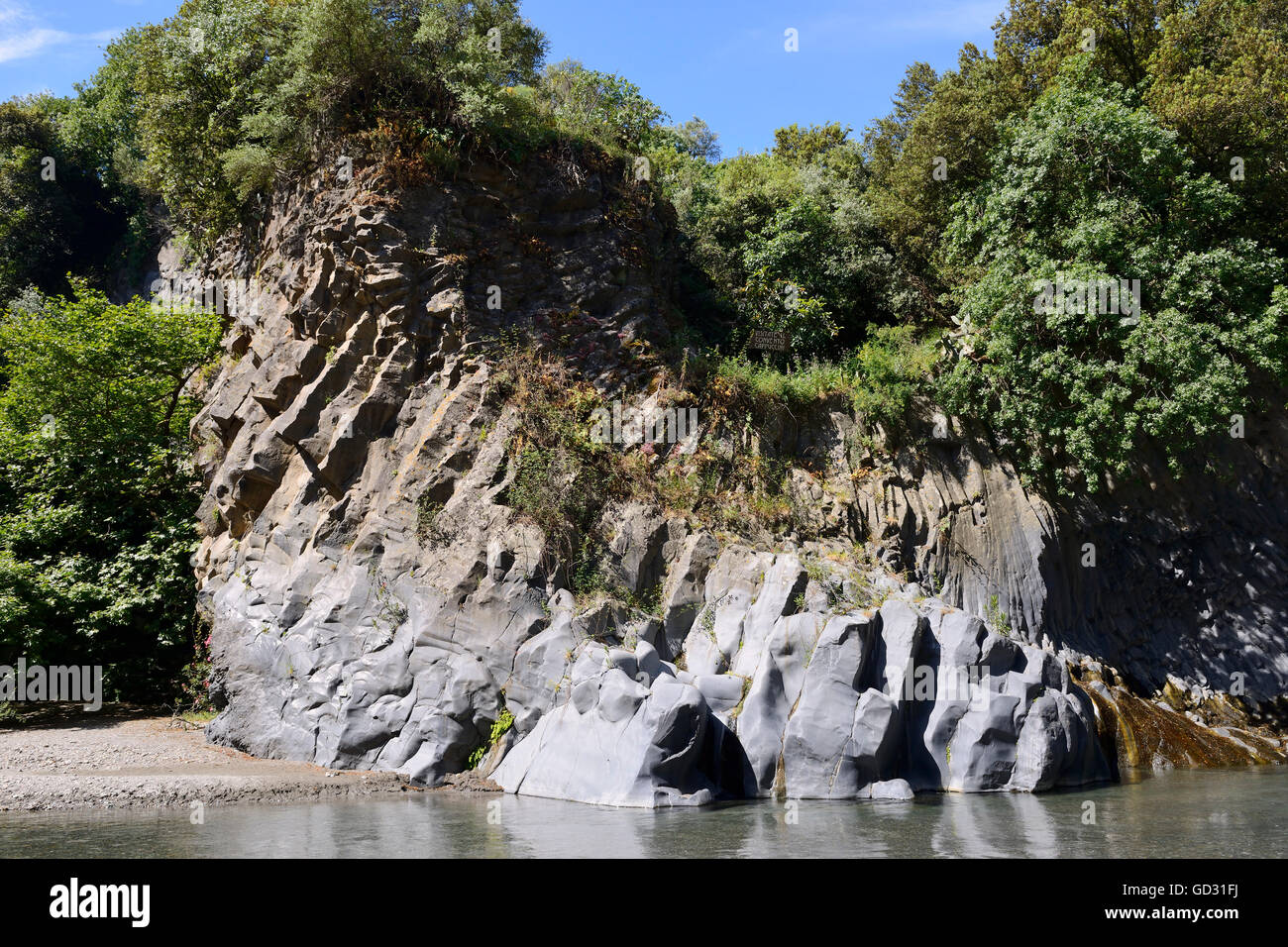 Basalt rock formation in Alcantara Gorge (Gole Alcantara), Sicily ...