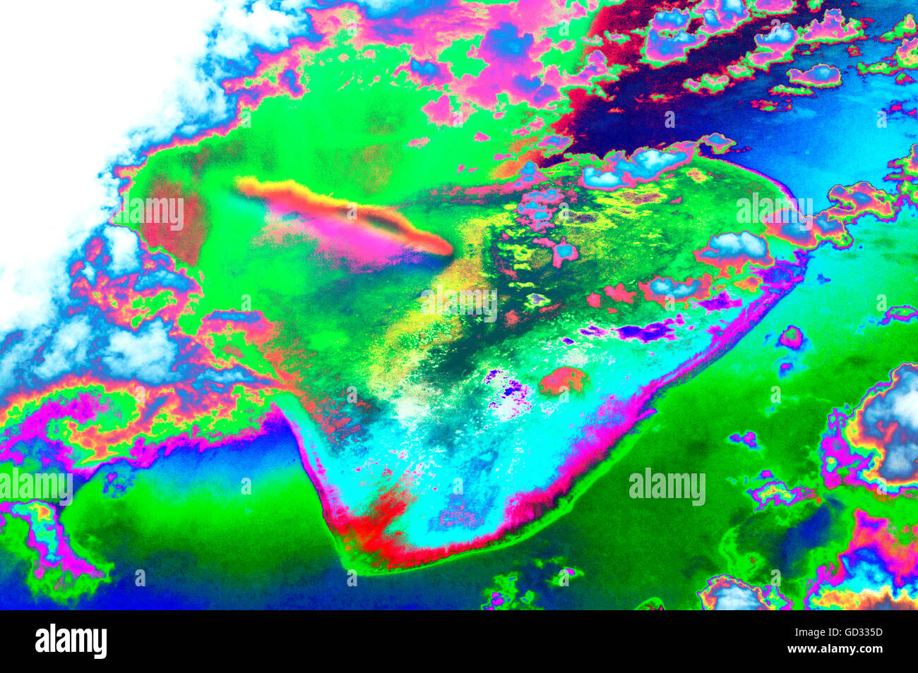 A rainbow over tropical reef near Tuvalu in the Pacific ocean Stock ...