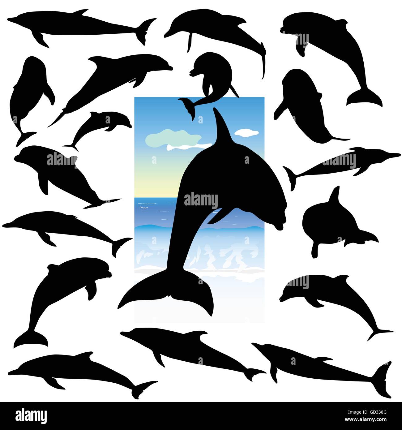 Color illustration dolphin in Stock Vector Images - Alamy