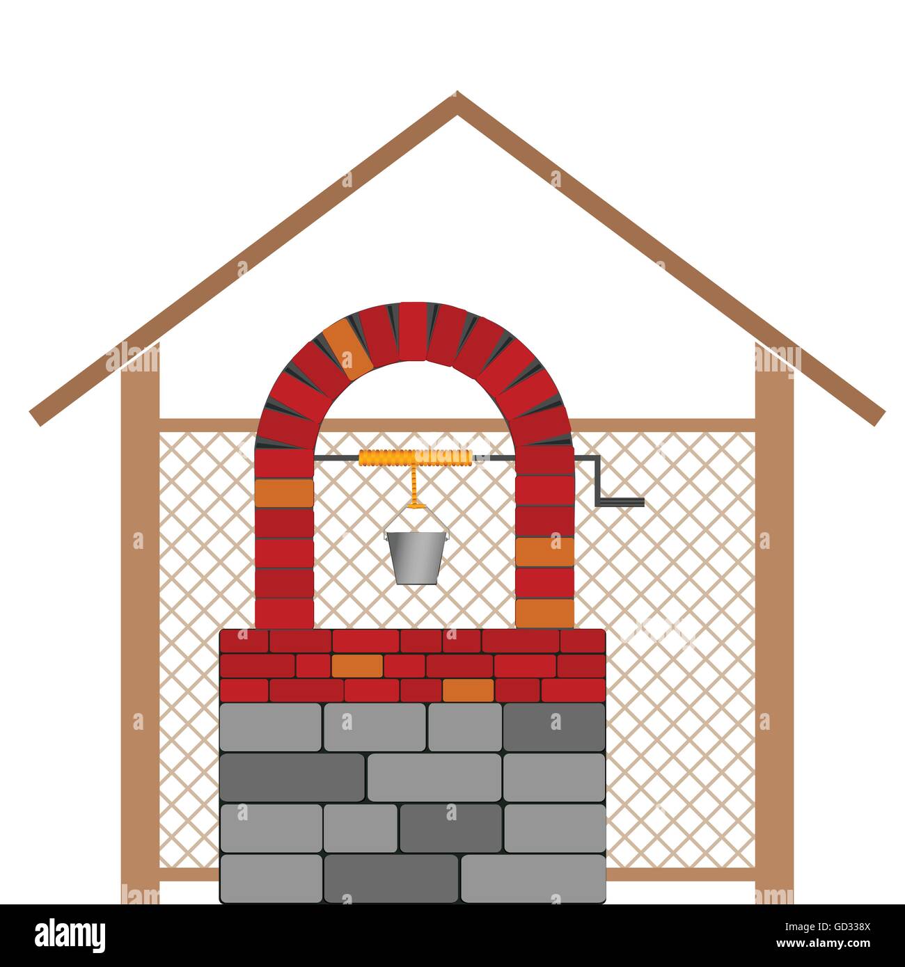 draw well vector illustration with brick on white Stock Vector Image ...