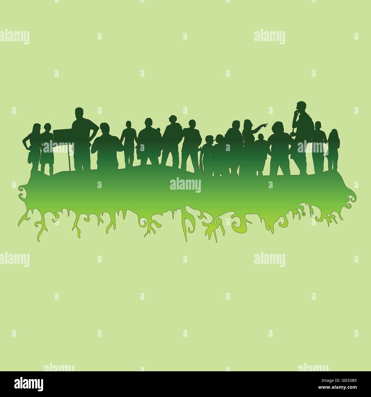 people at green vector silhouette illustration Stock Vector Image & Art ...