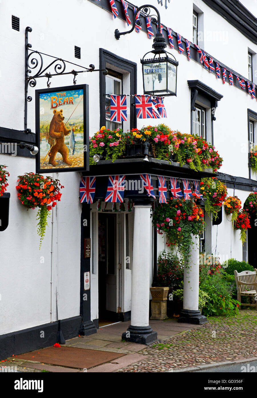 The Bear pub, in the village of Crickhowell, Powys, Wales UK Stock ...