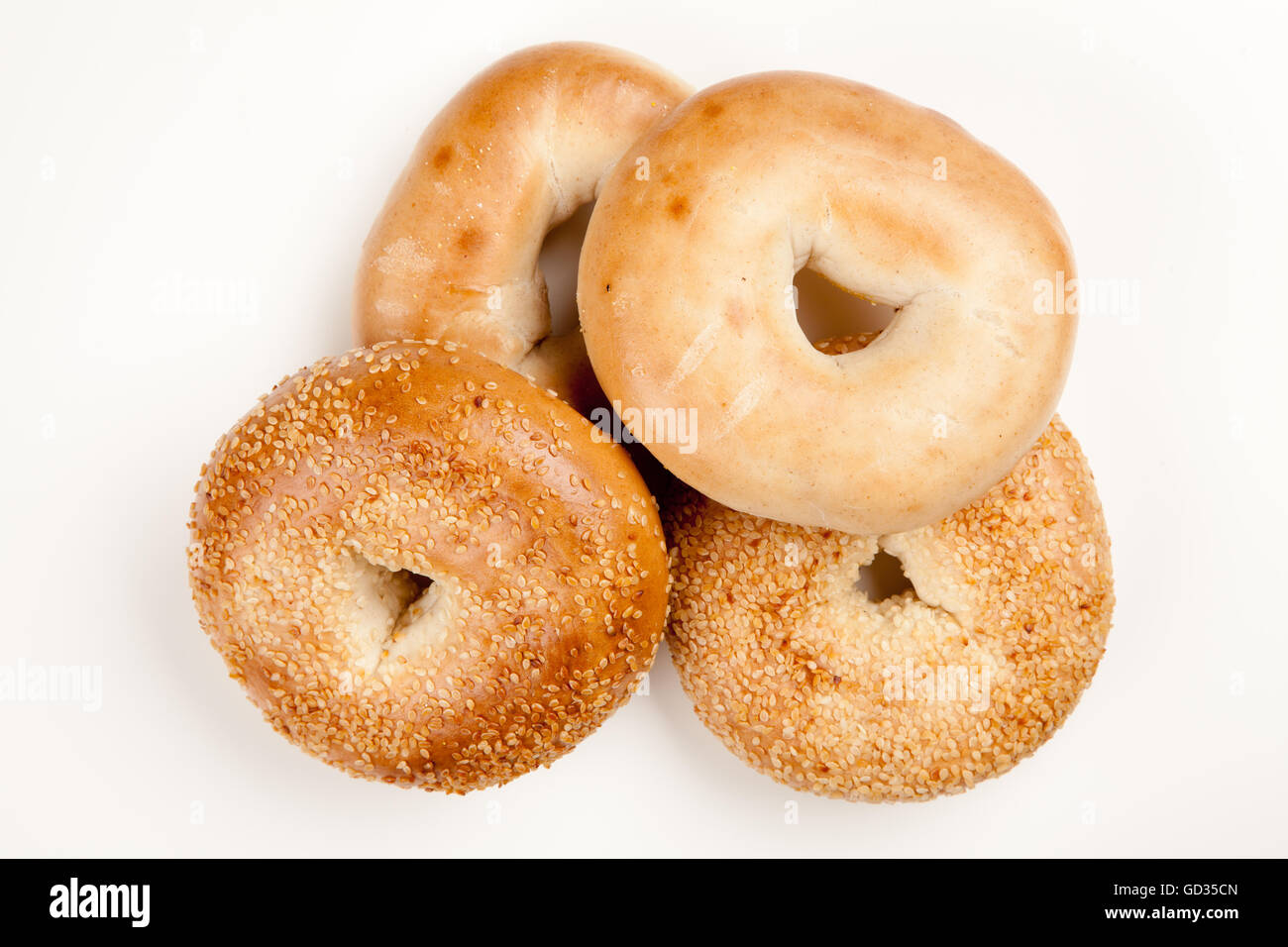 Bagels on white background Stock Photo - Alamy