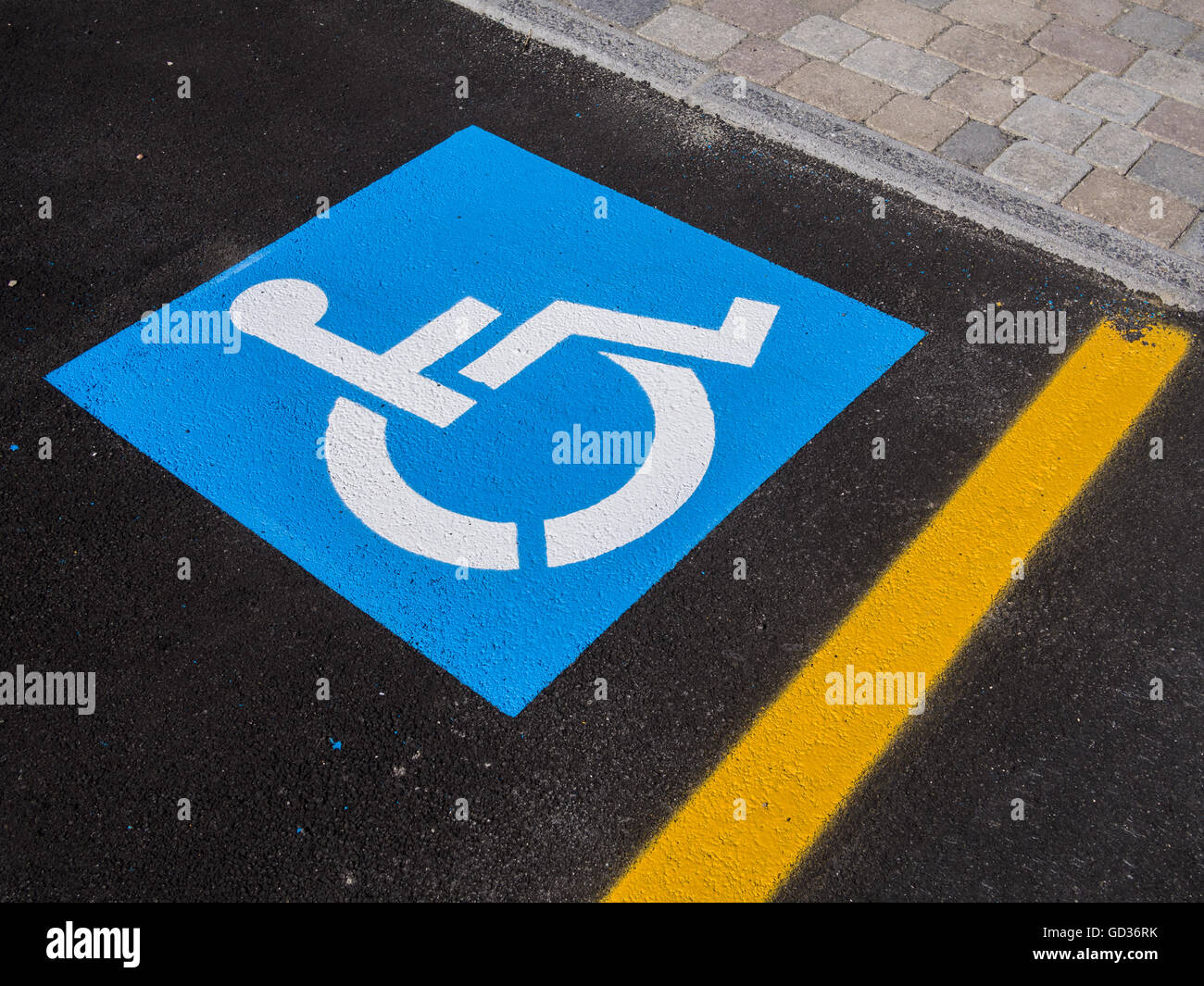 Sign disabled or handicapped, detail of a signal in a parking support ...