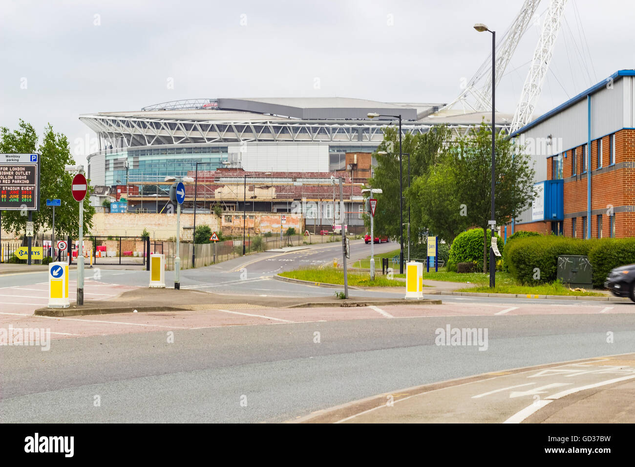 London, England - June 3, 2016: View of the outside of Wembley Stadium ...