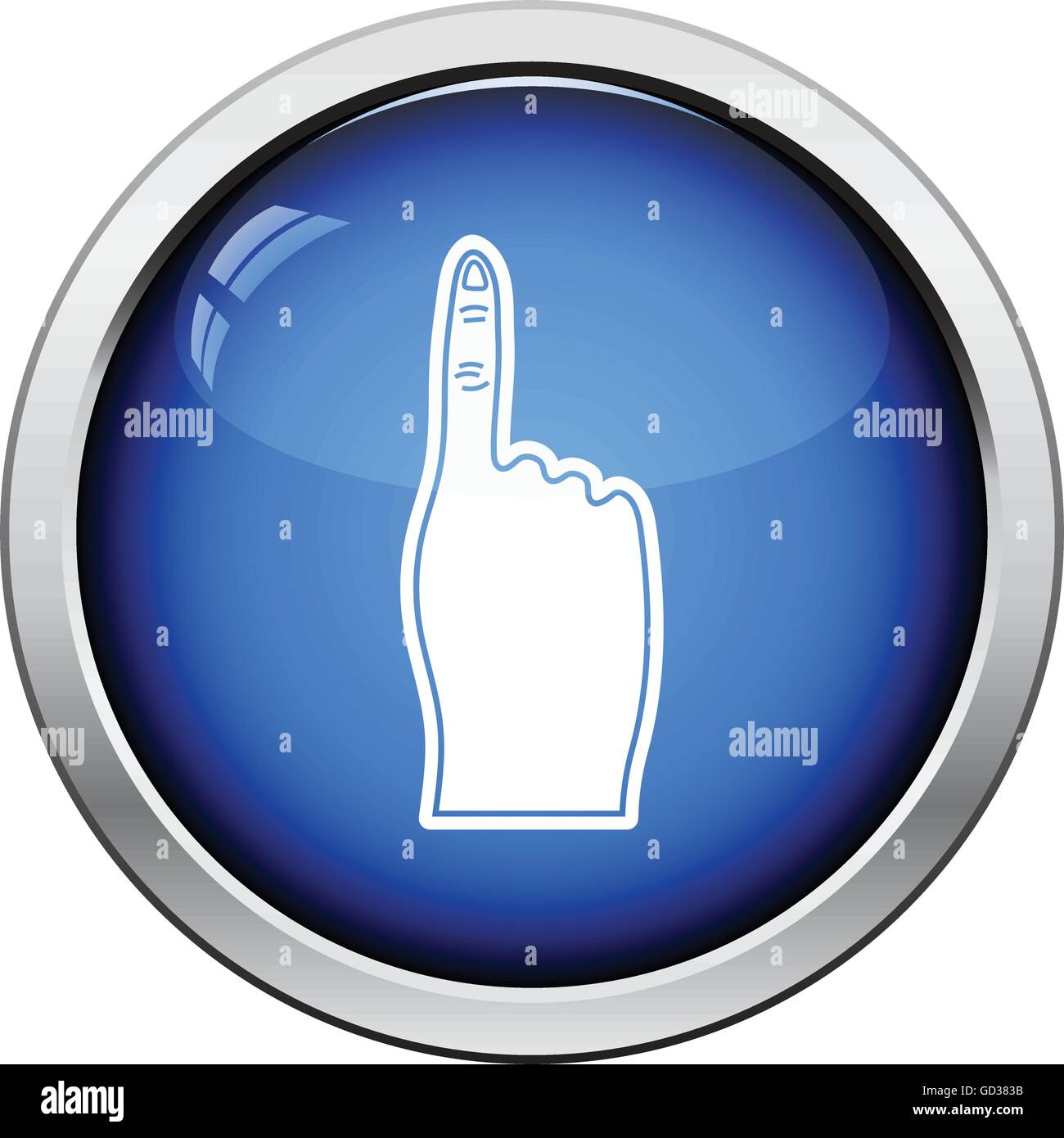 Fans foam finger icon. Glossy button design. Vector illustration Stock ...