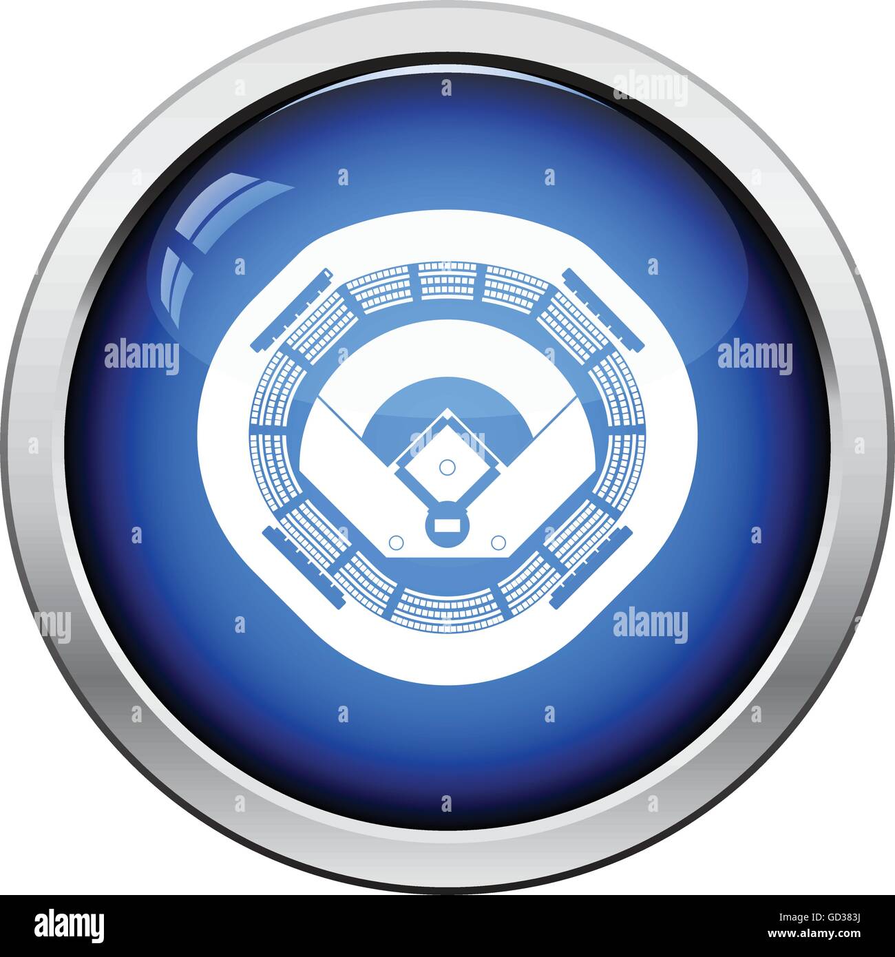 Baseball stadium icon. Glossy button design. Vector illustration Stock ...