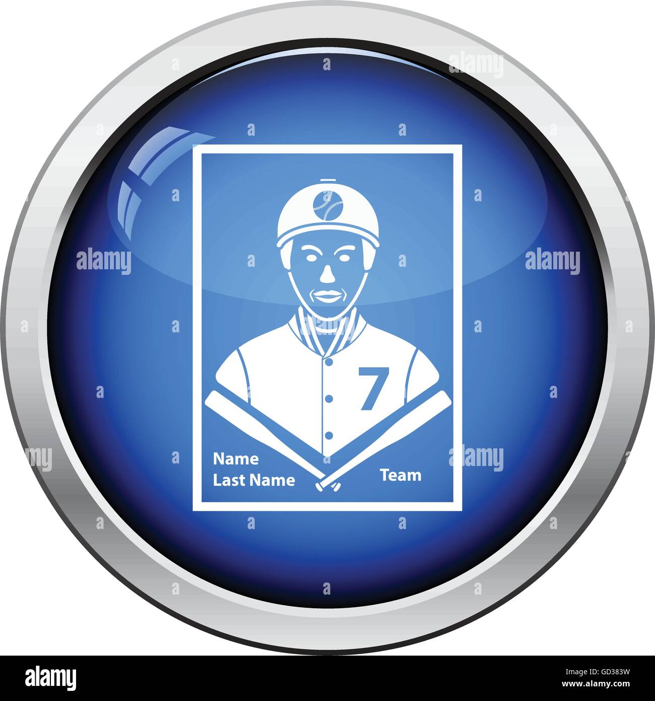 Baseball card icon. Glossy button design. Vector illustration Stock ...