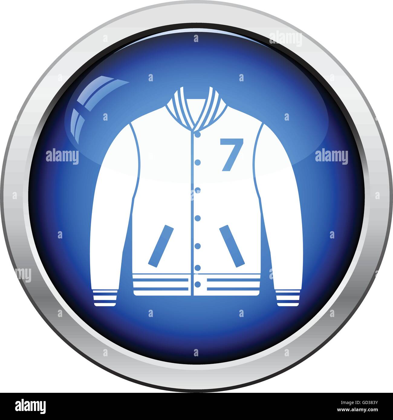 Baseball jacket icon. Glossy button design. Vector illustration Stock ...