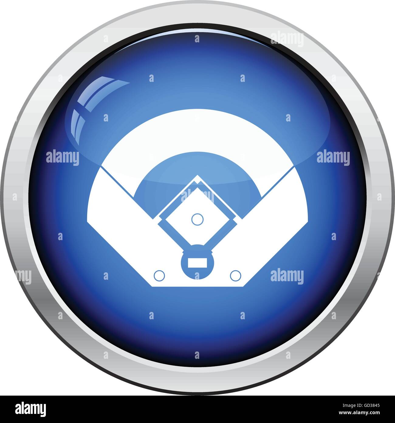 Baseball field aerial view icon. Glossy button design. Vector ...