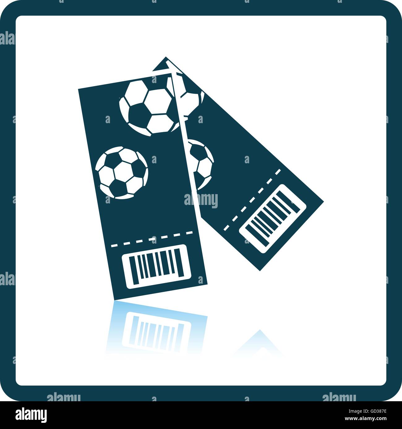 Two football tickets icon. Shadow reflection design. Vector ...