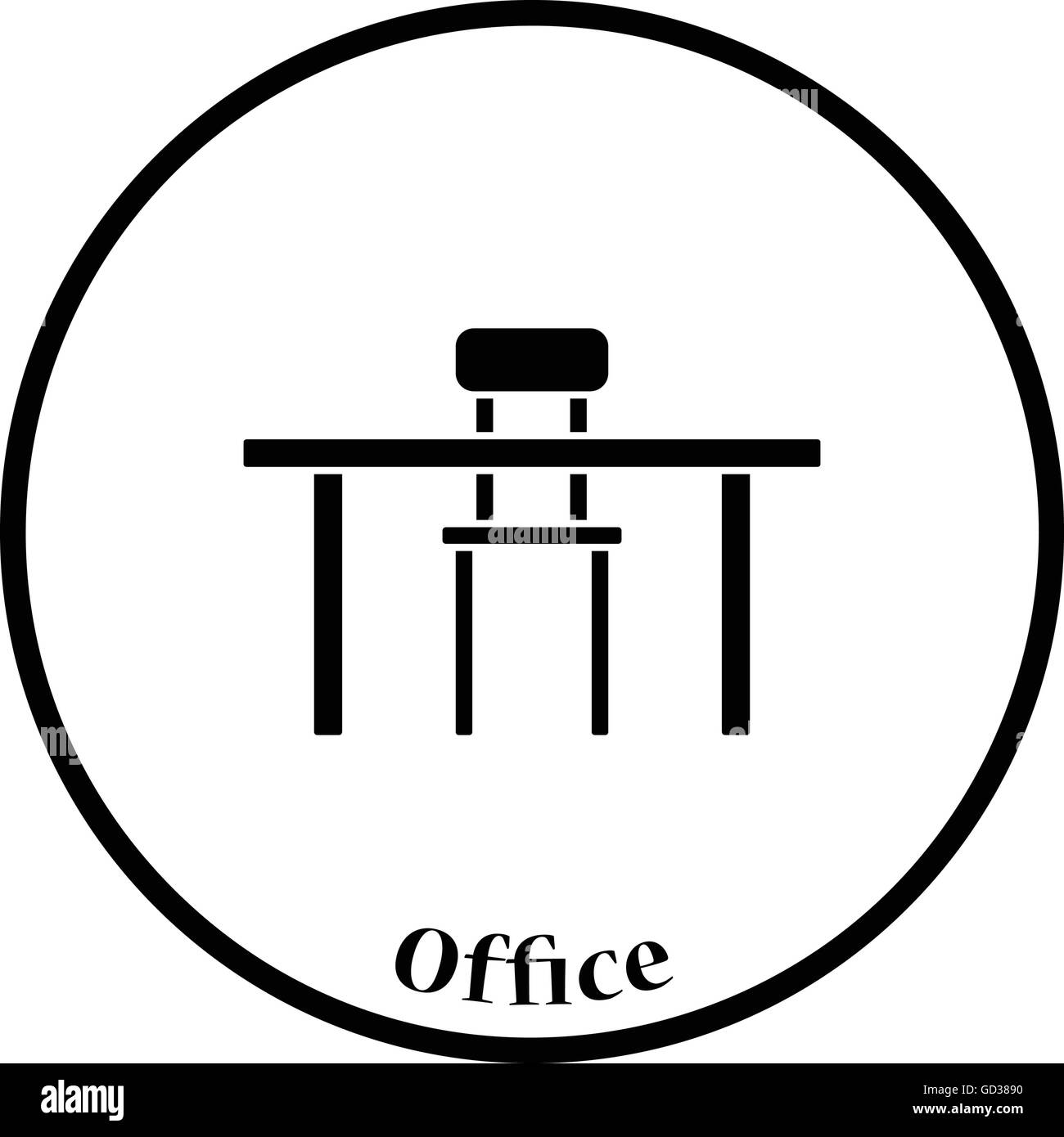 Icon of Table and chair. Thin circle design. Vector illustration Stock ...