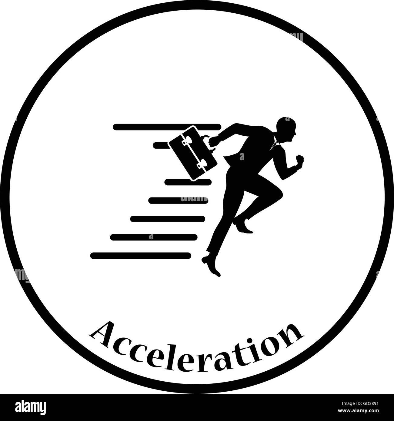 Icon of Accelerating businessman. Thin circle design. Vector ...