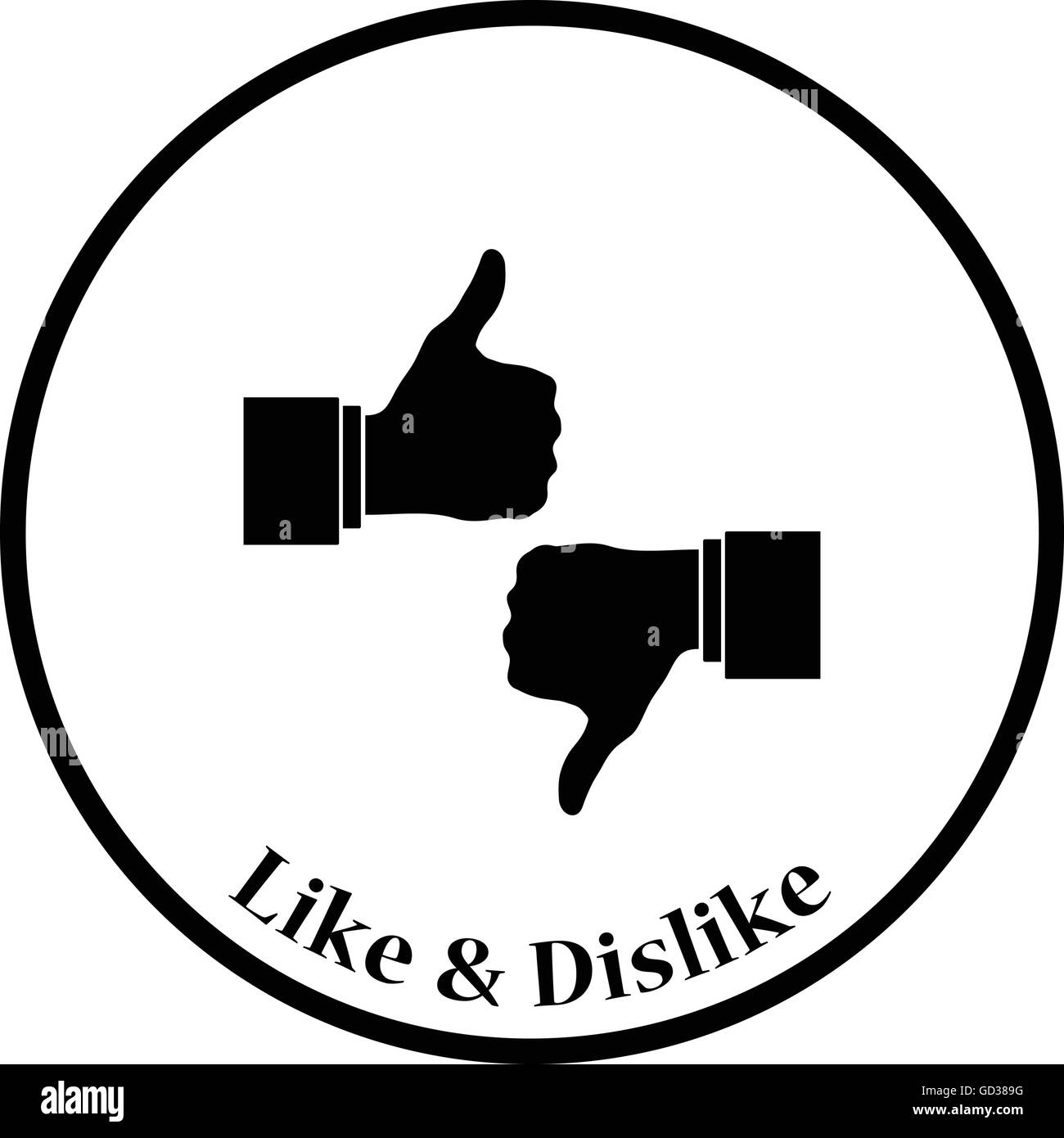 Icon of Like and dislike. Thin circle design. Vector illustration Stock ...