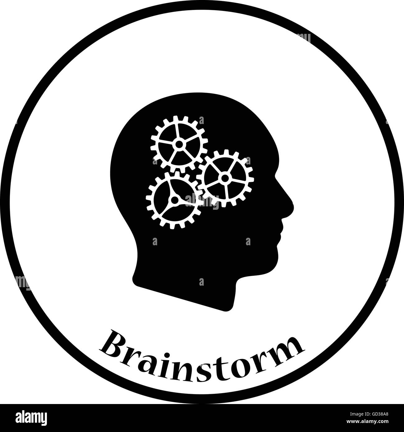 Icon of Brainstorm. Thin circle design. Vector illustration Stock ...