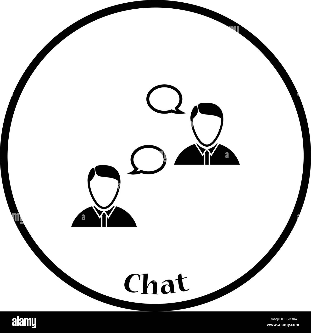 Chating businessmen icon. Thin circle design. Vector illustration Stock ...