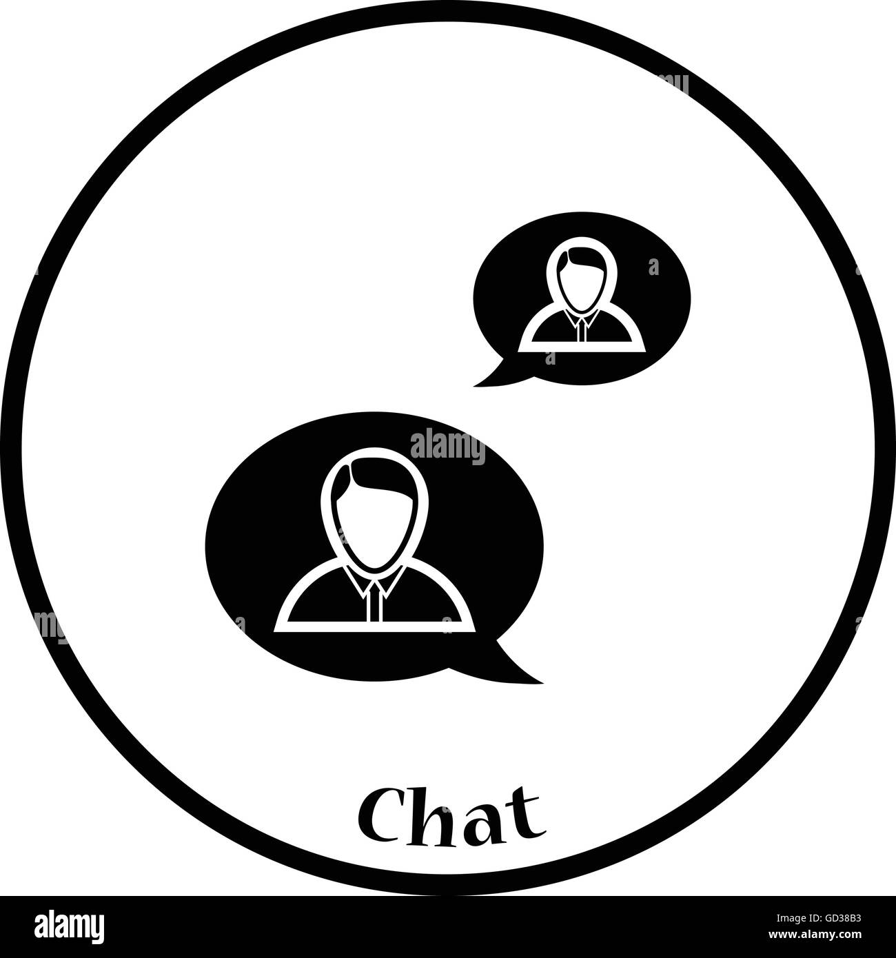 Chating businessmen icon. Thin circle design. Vector illustration Stock ...
