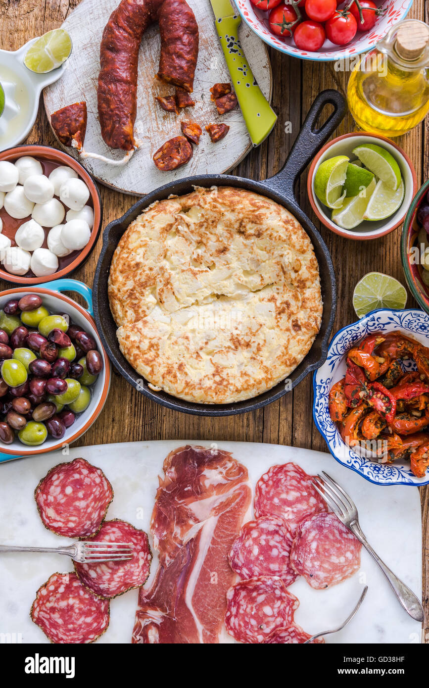authentic spanish tapas in patata omlet Stock Photo - Alamy