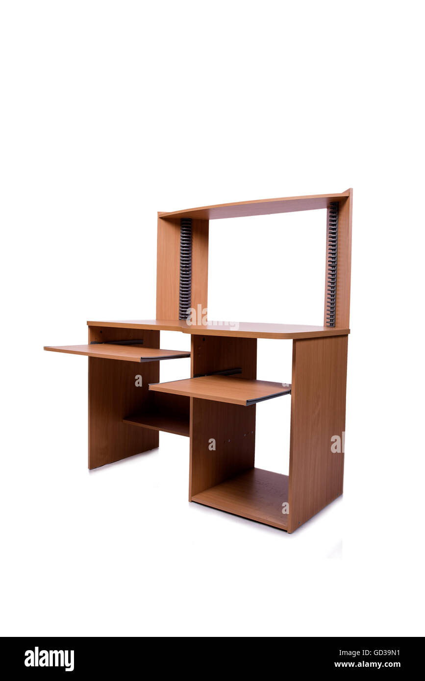 Computer home desk isolated on the white background Stock Photo - Alamy