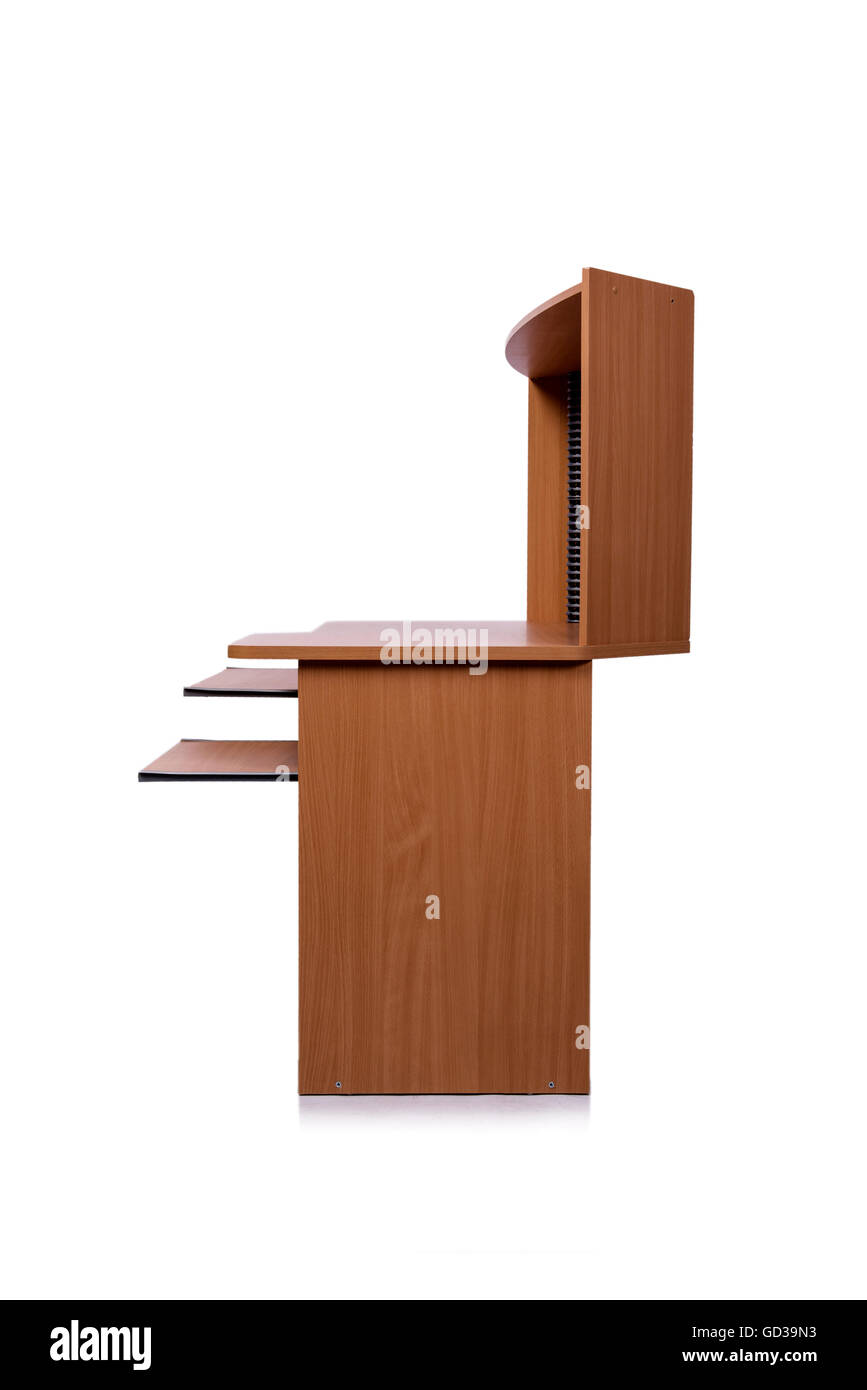 Computer home desk isolated on the white background Stock Photo - Alamy