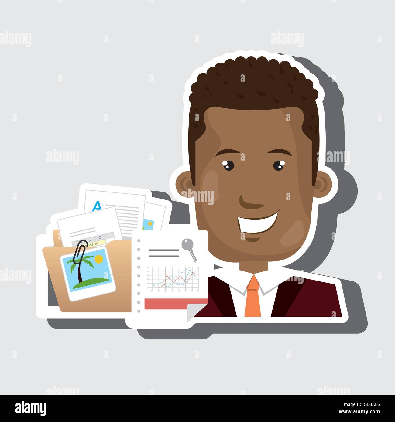 Businessman working laptop papers Stock Vector Images - Alamy