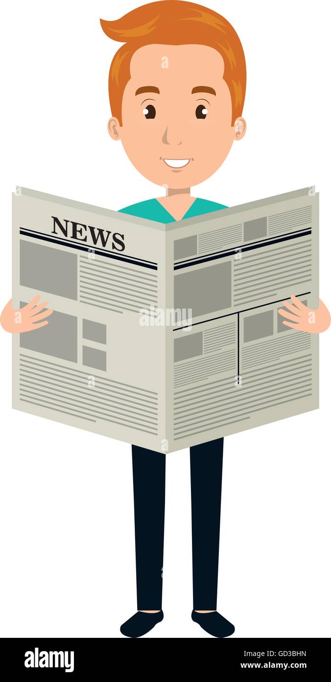 Man reading newspaper cartoon design Stock Vector Image & Art - Alamy