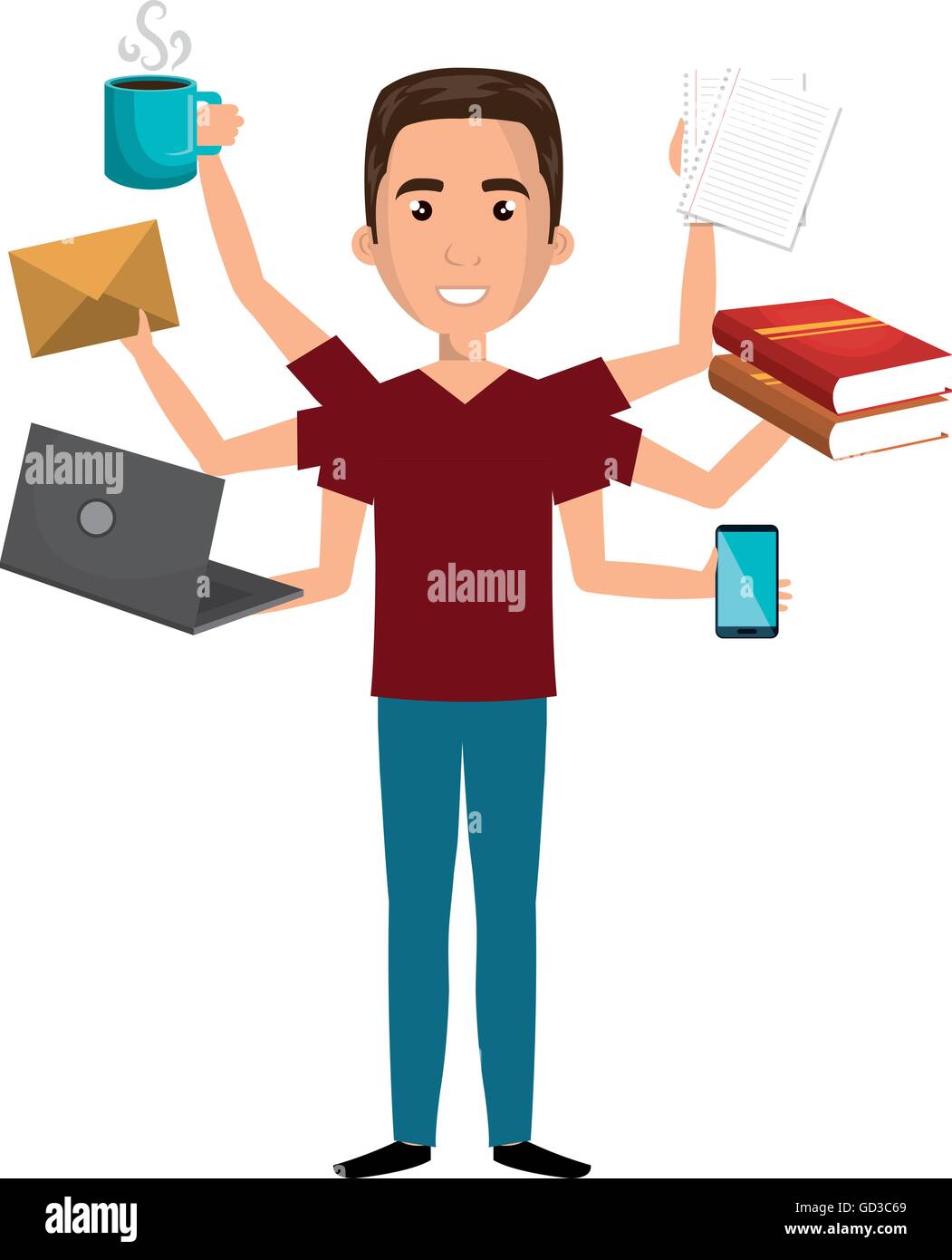 Male office worker concentrating Stock Vector Images - Alamy