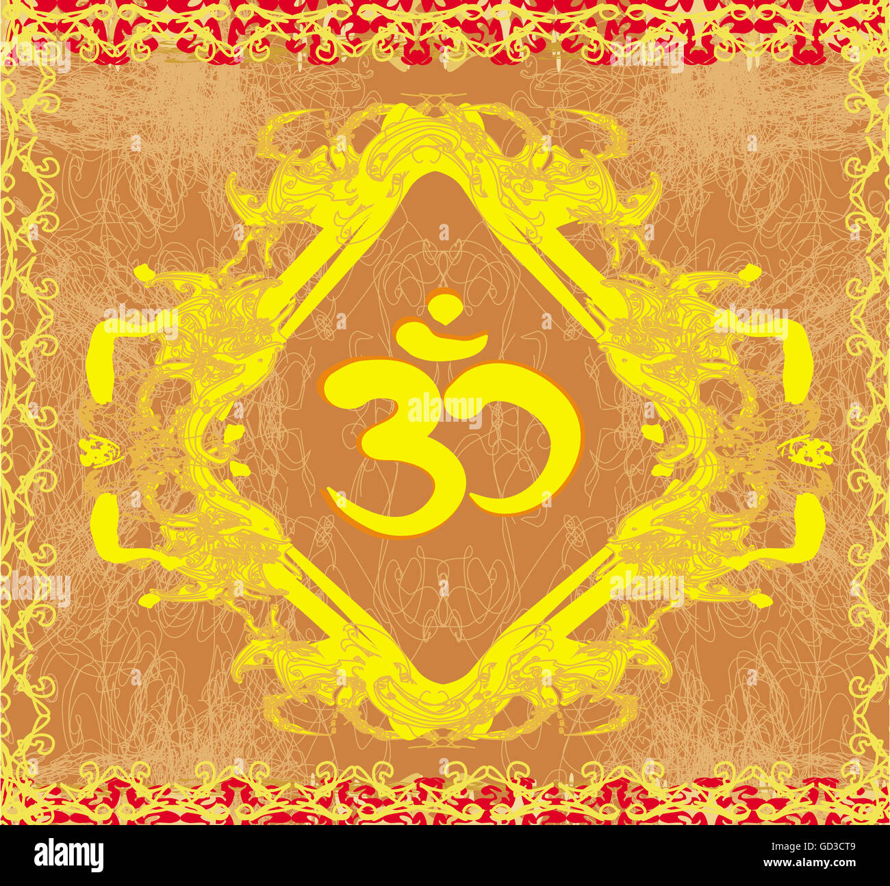 om symbol - vintage artistic background Stock Photo - Alamy