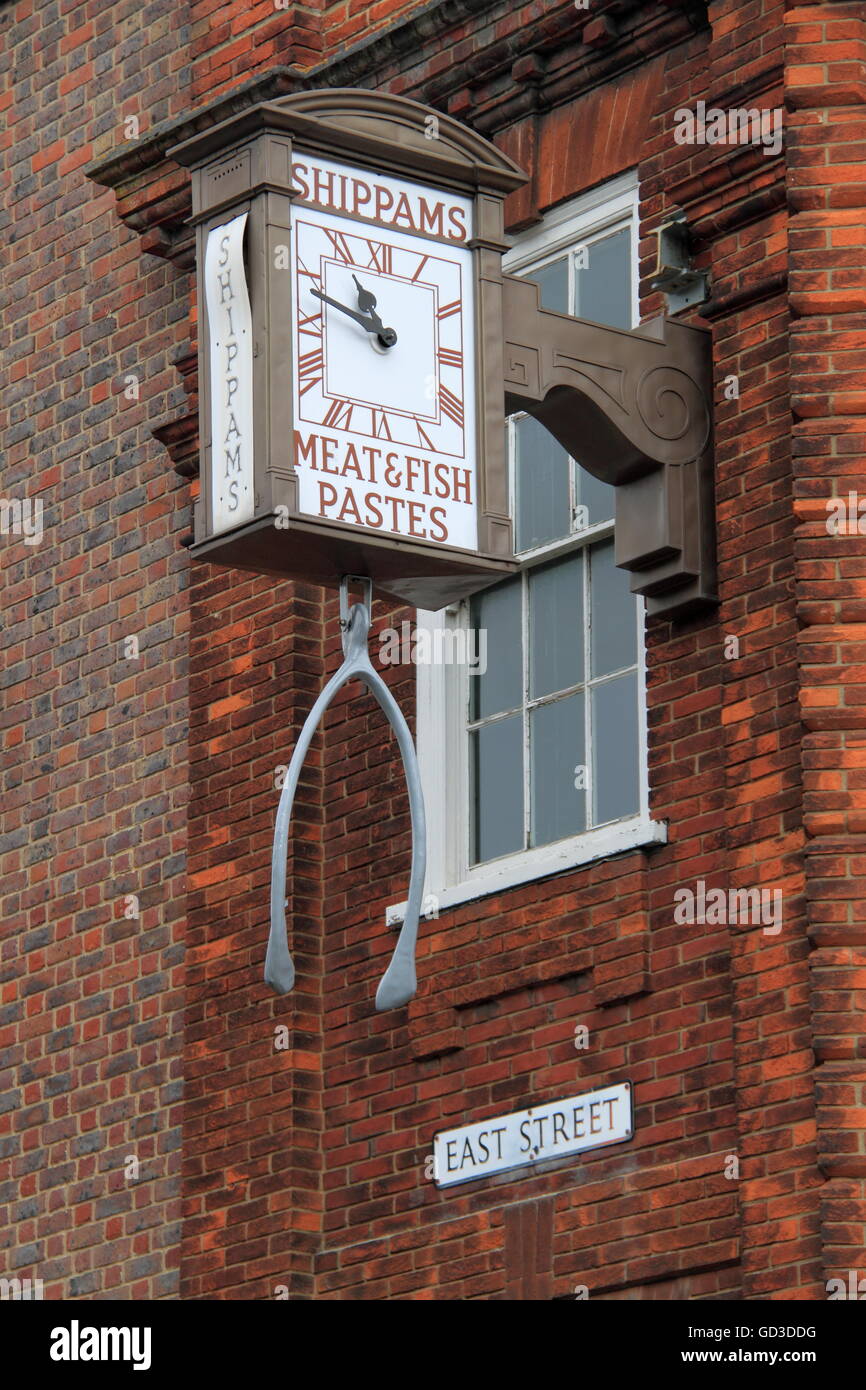Clock at former Shippams Paste factory, East Street, Chichester, West ...