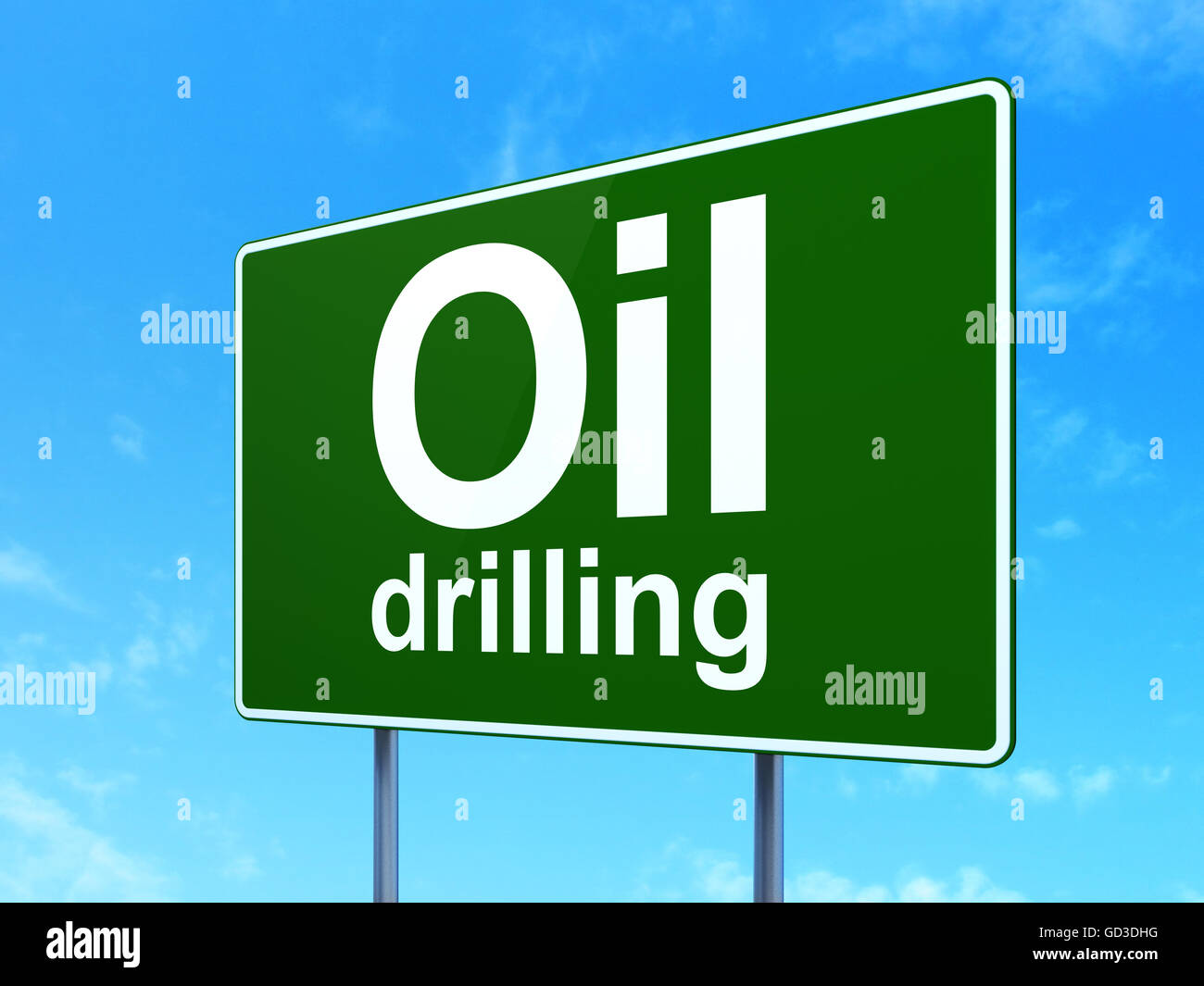 Manufacuring concept: Oil Drilling on road sign background Stock Photo ...