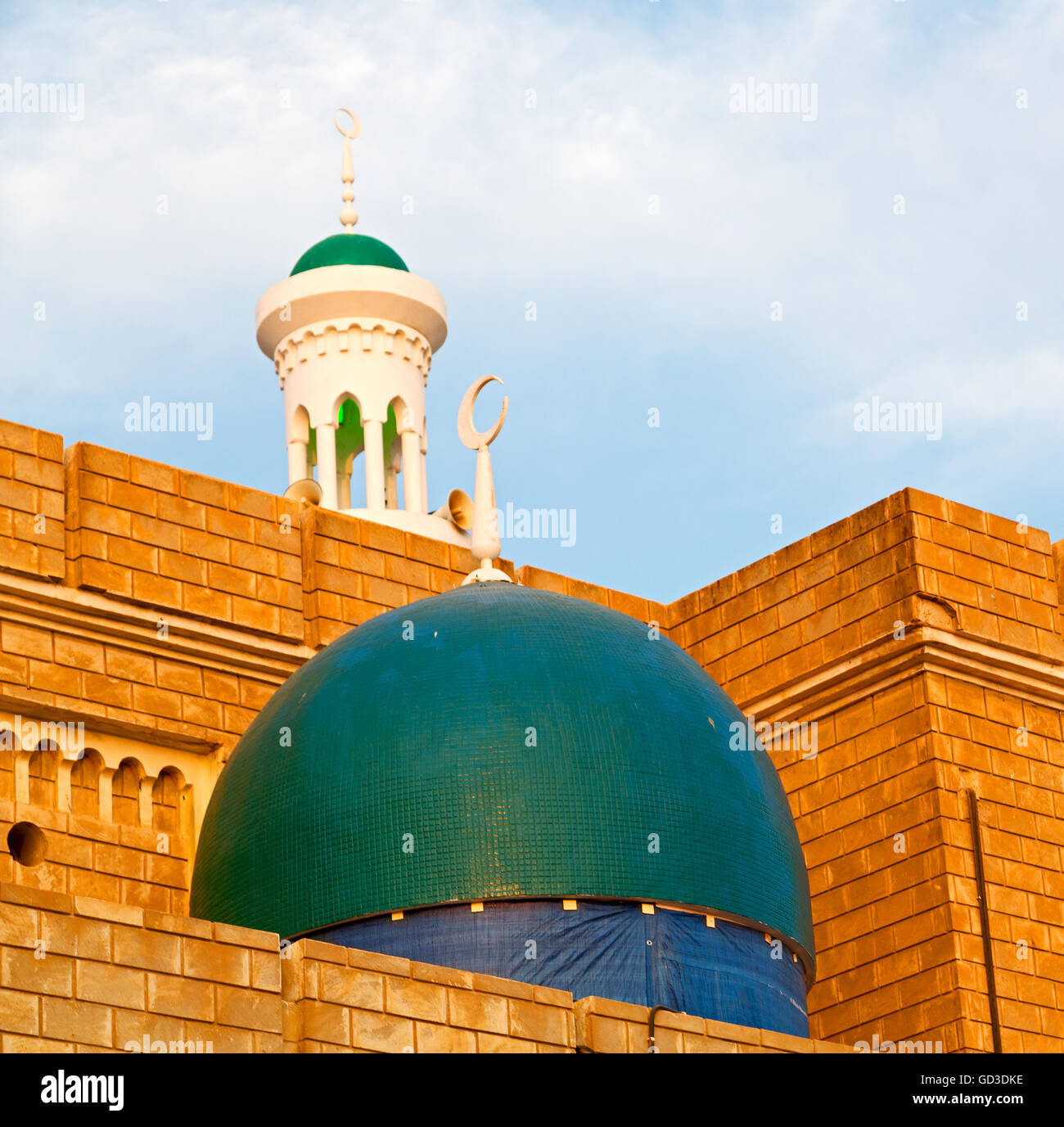 minaret and religion in clear sky in oman muscat the old mosque Stock ...