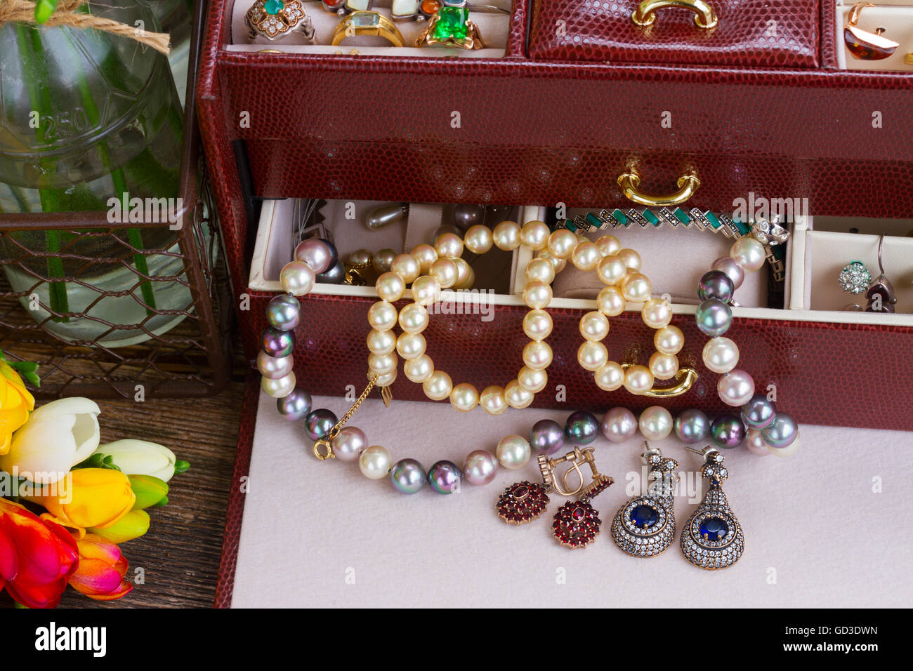 Jewellery in box Stock Photo - Alamy