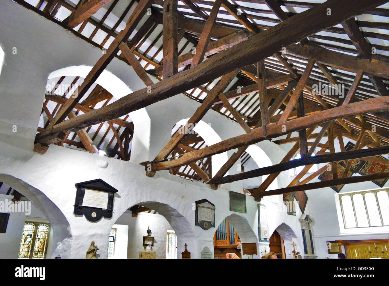 Wooden church roof beams hi-res stock photography and images - Alamy