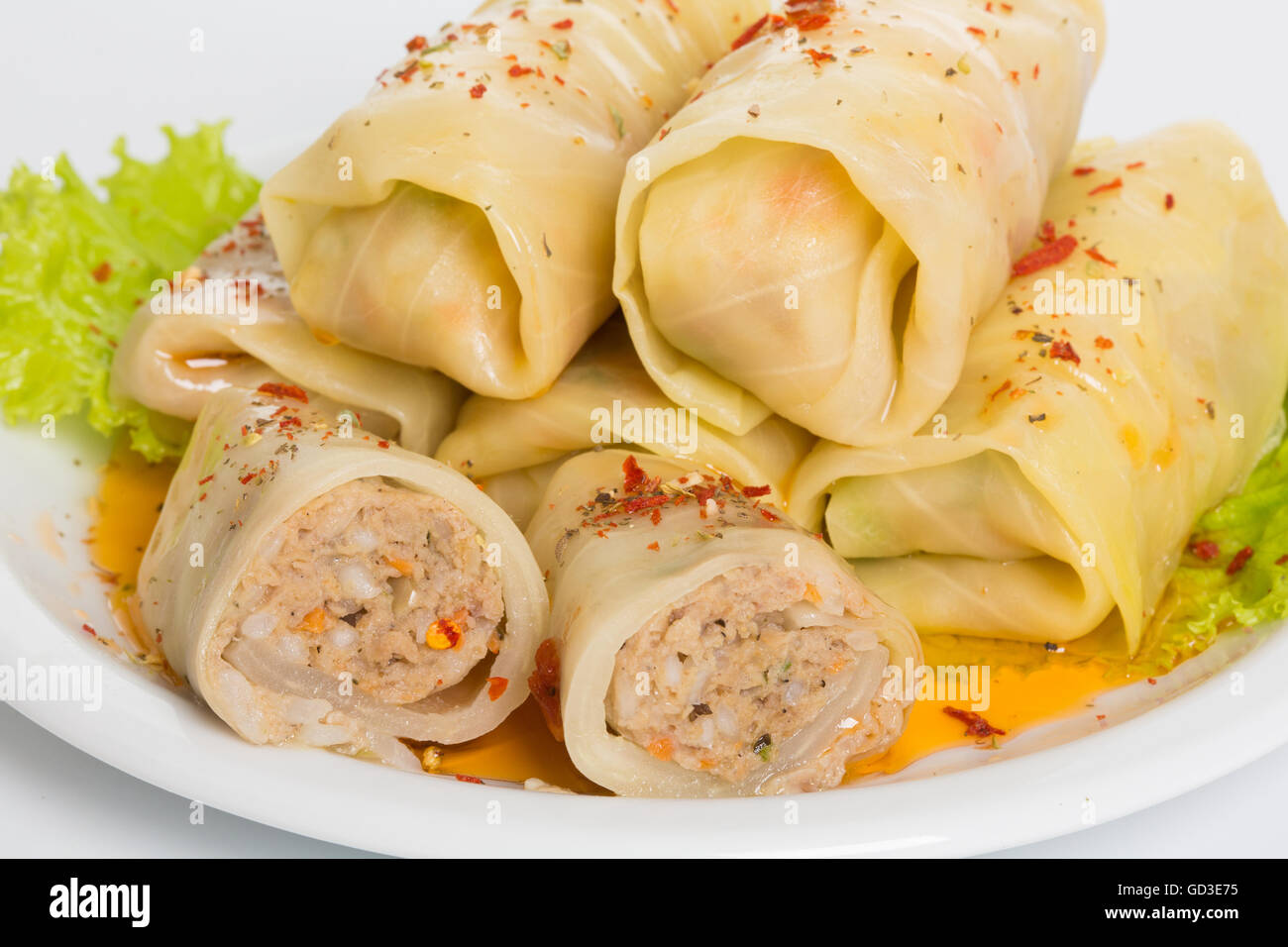cabbage rolls with carrots and rice Stock Photo - Alamy