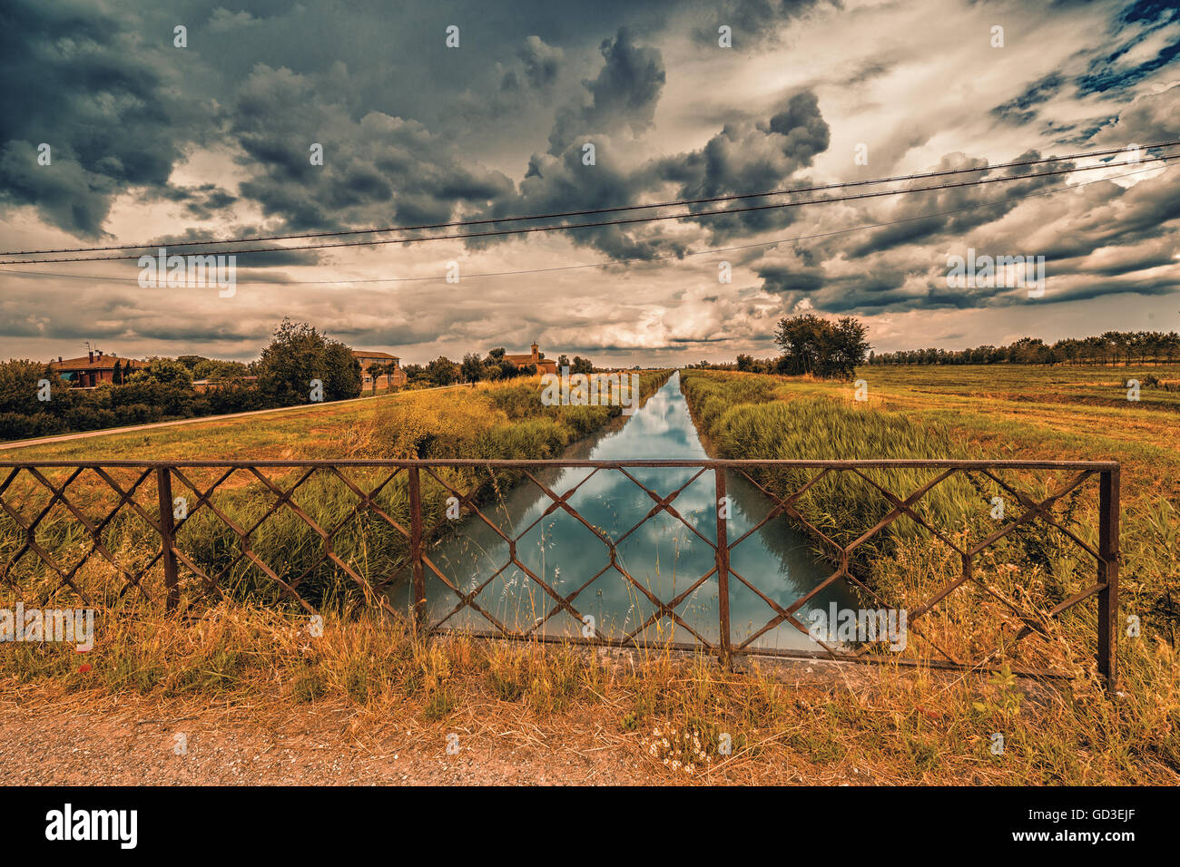 river in bucolic landscape of the countryside of Romagna in Italy Stock ...